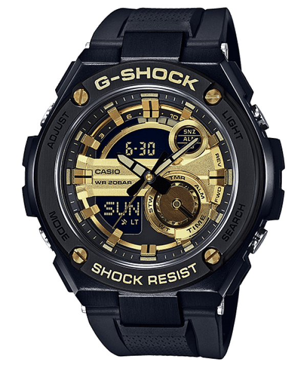 New G-Shock G-STEEL GST-210 Watches: Black & Gold, Black & White, Gold ...