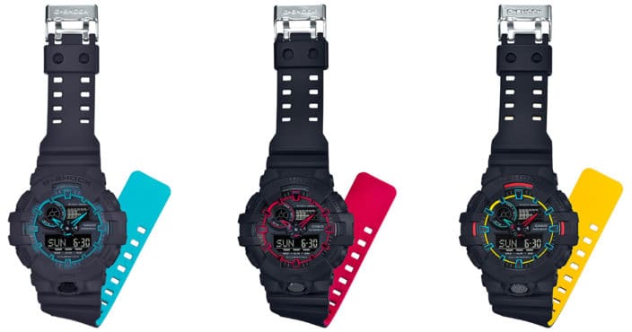 G-Shock GA-700SE Layered Neon Colors: Blue, Red, Yellow - G-Central G ...
