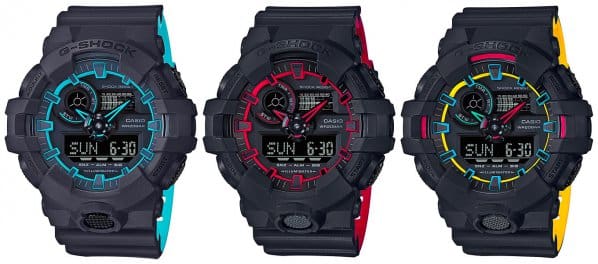 G-Shock GA-700SE Layered Neon Colors: Blue, Red, Yellow - G-Central G ...