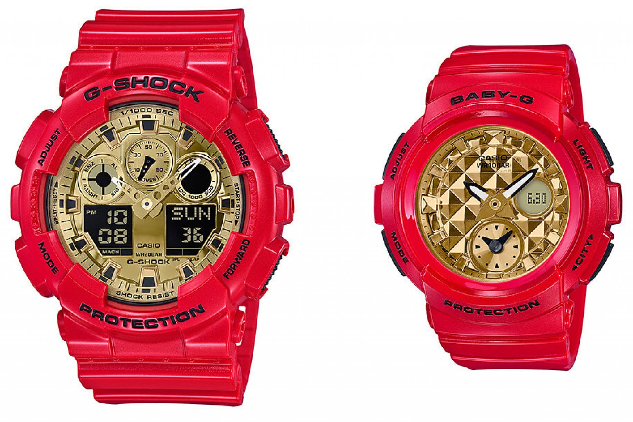 G-Shock GA-100VLA-4A & Baby-G BGA-195VLA-4A Red-Gold - G-Central G ...