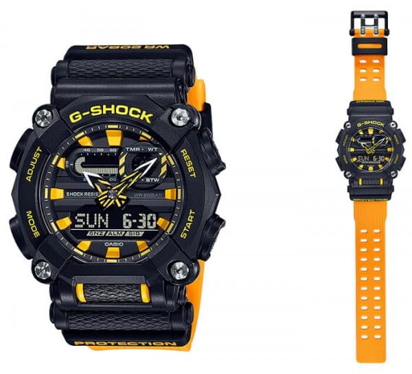 The G-Shock GA-900 has a heavy-duty industrial style with a decagonal ...