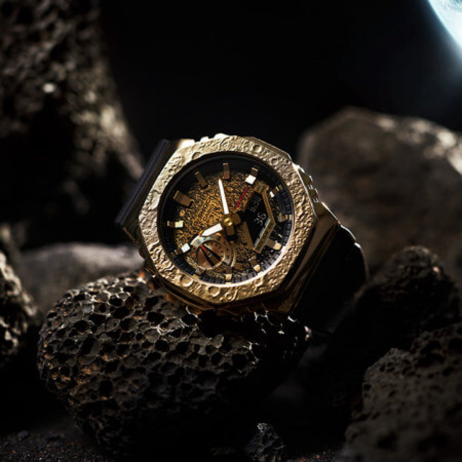 The Moon: G-Shock GM-2100MG-1A with 3D Textured Gold IP Stainless Steel ...