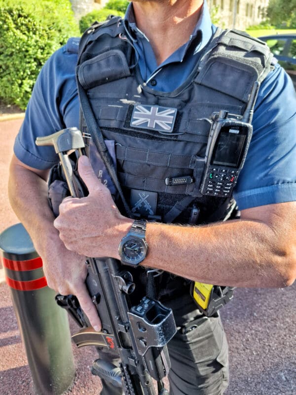 U.K. Royal Protection officers wearing customized G-Shock GM-B2100 ...