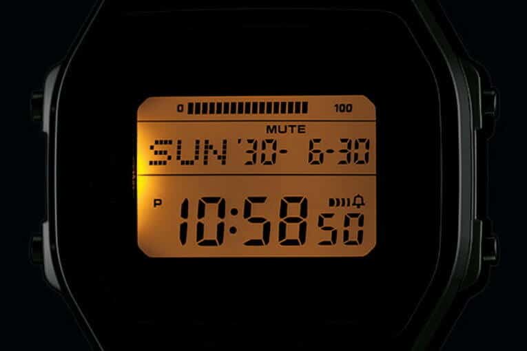 Casio ABL-100 is a retro-style metallic digital watch with Bluetooth and Step Tracker - G ...