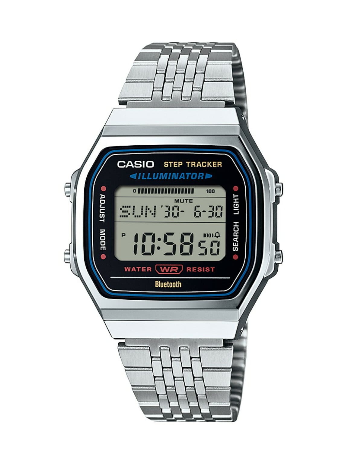 Casio ABL-100 is a retro-style metallic digital watch with Bluetooth ...