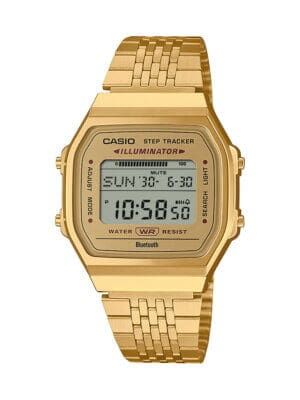 Casio ABL-100 is a retro-style metallic digital watch with Bluetooth ...