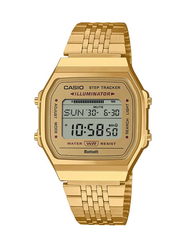 Casio ABL-100 is a retro-style metallic digital watch with Bluetooth ...