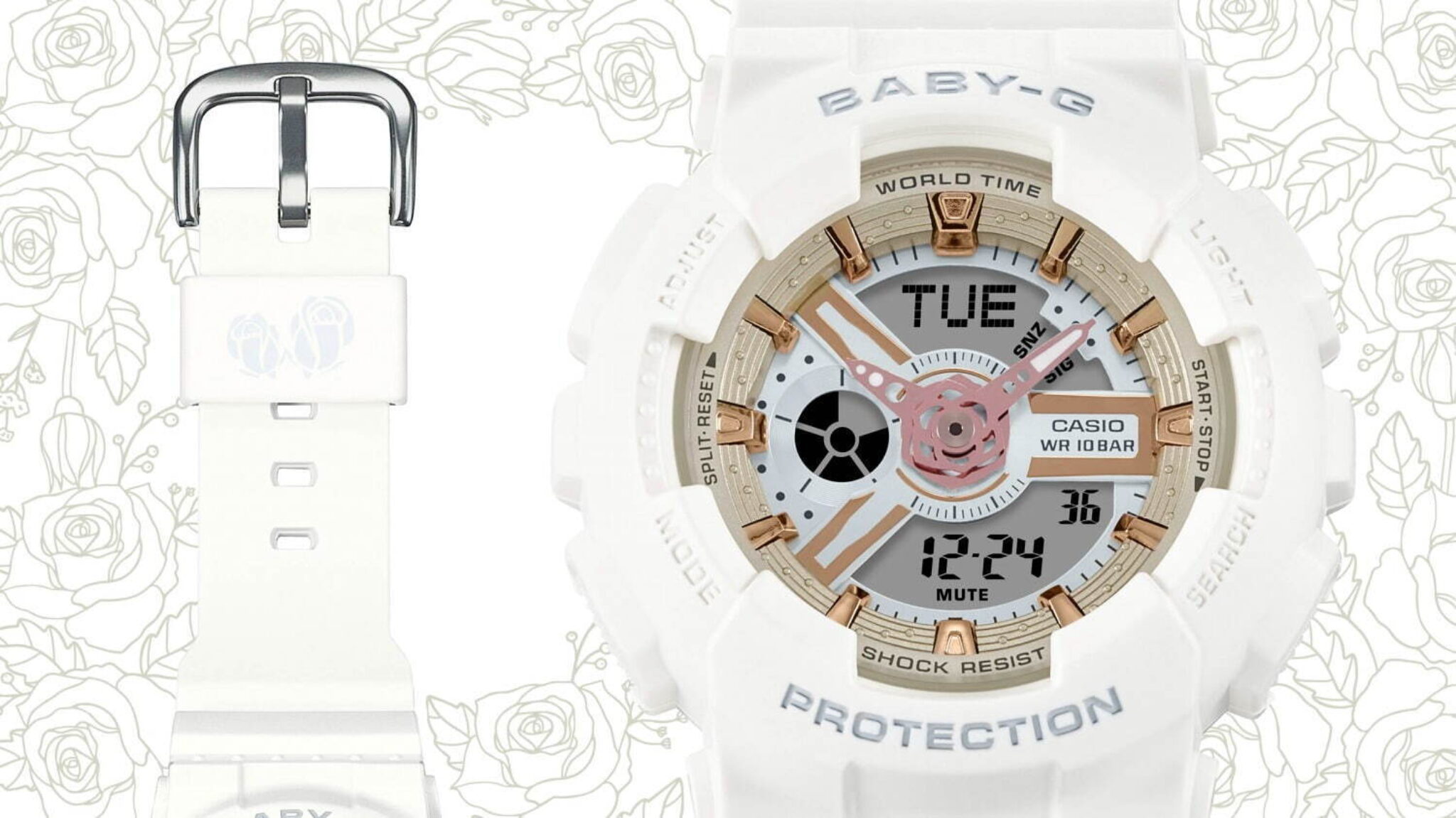 G Presents Lover's Collection 2024 LOV-24A set with rose-themed G-Shock ...