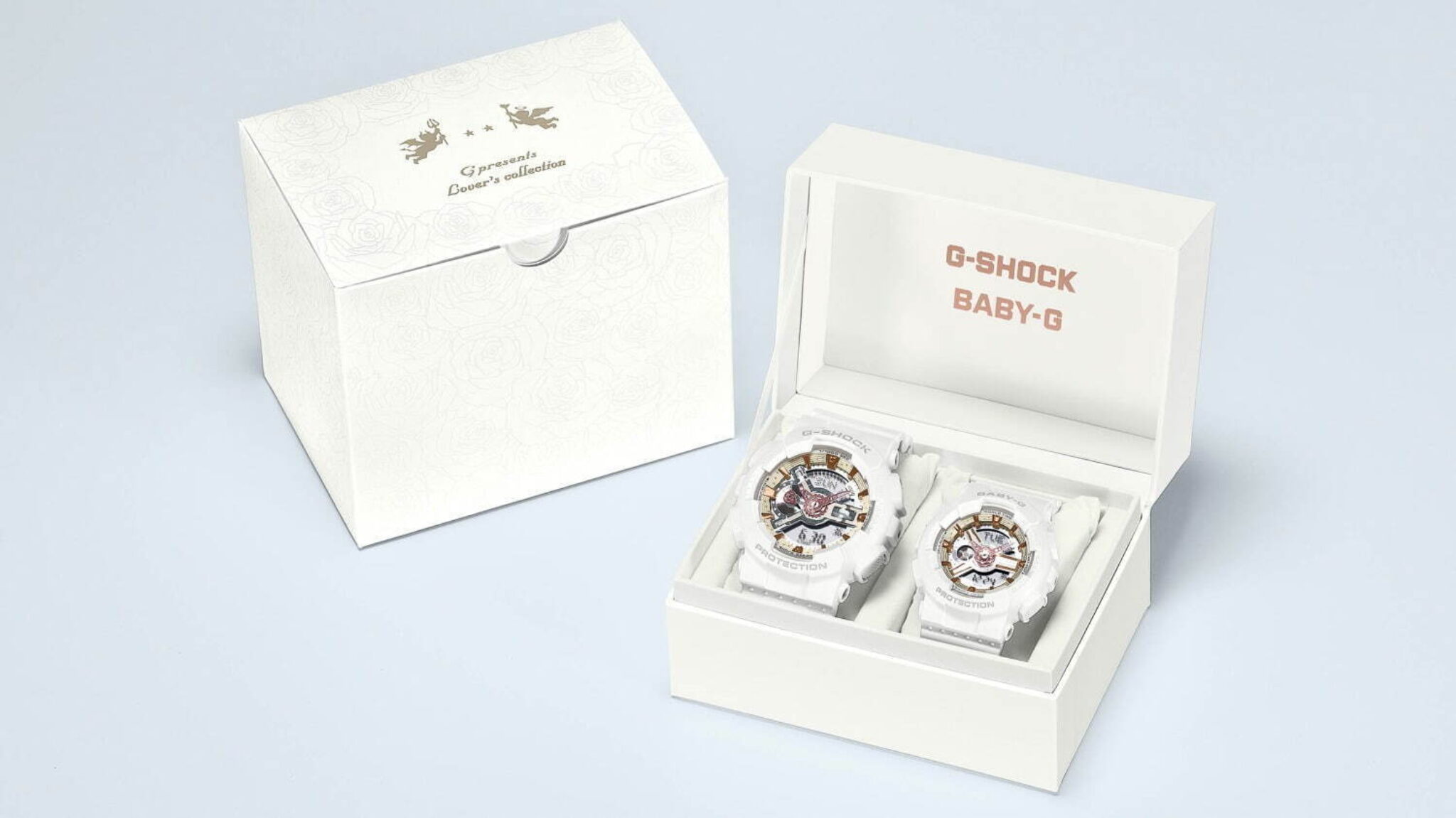 G Presents Lover's Collection 2024 LOV-24A set with rose-themed G-Shock ...
