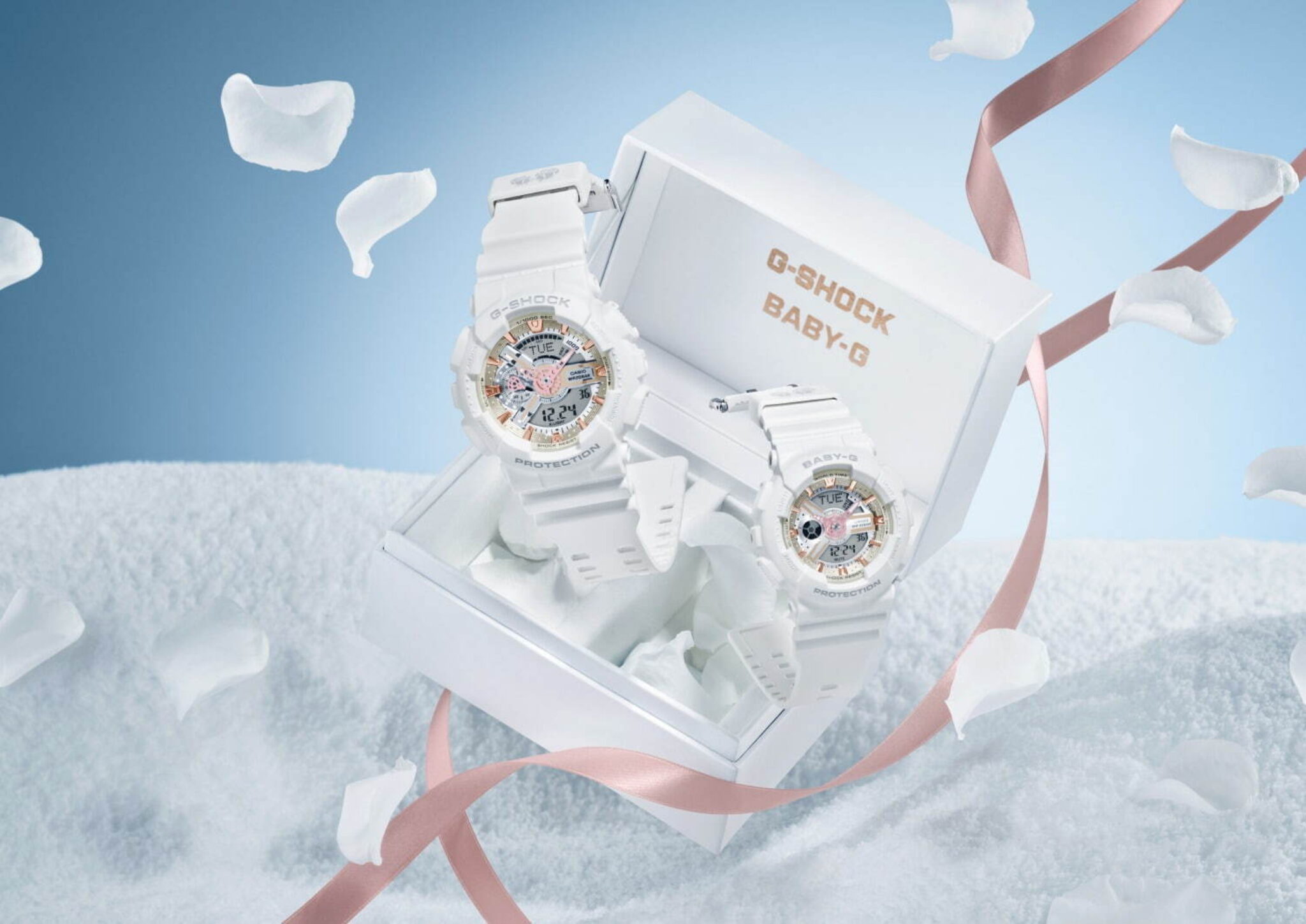 G Presents Lover's Collection 2024 LOV-24A set with rose-themed G-Shock ...
