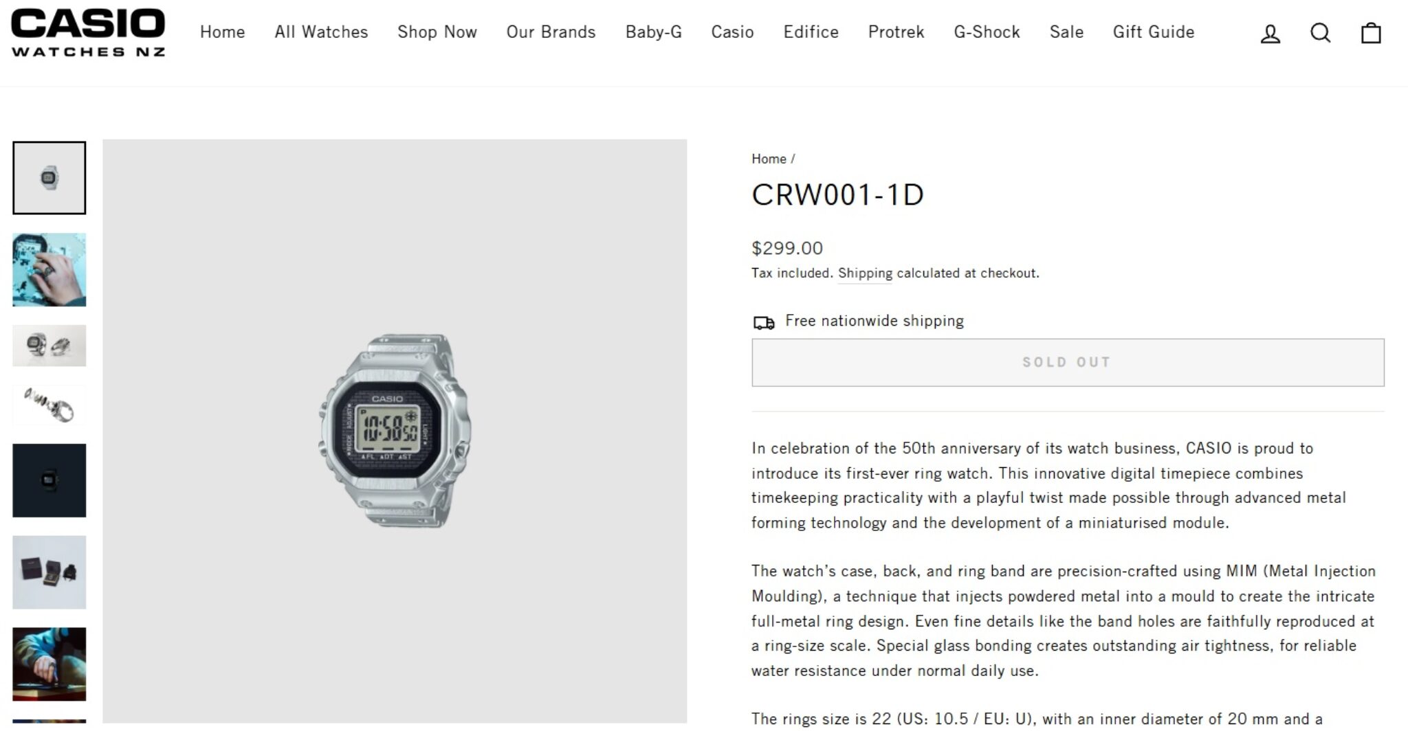 Casio Ring Watch sells out in New Zealand - G-Central G-Shock Fan Site