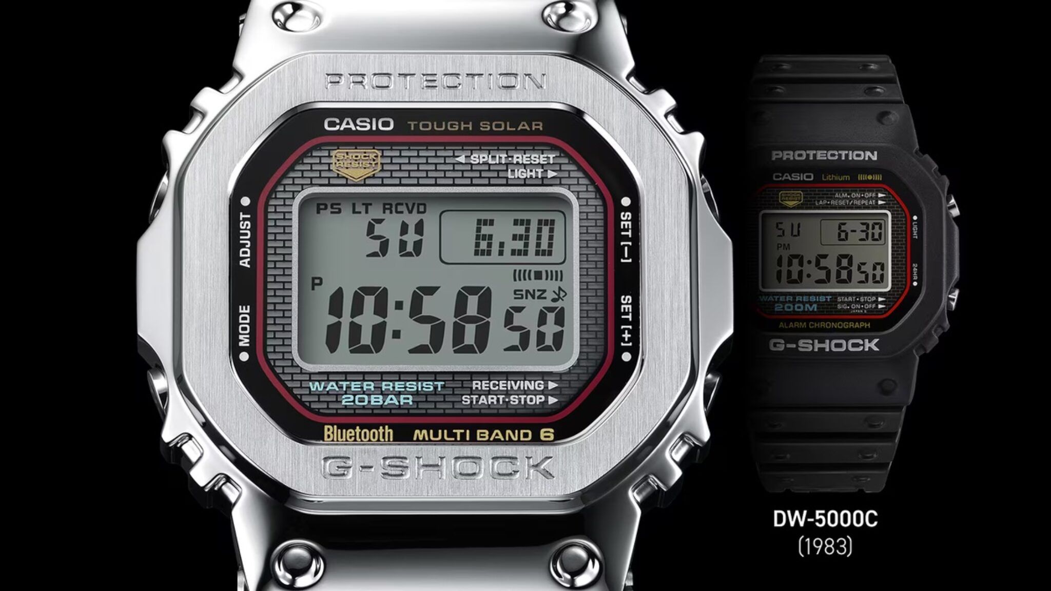 Full metal G-Shock GMW-B5000D-1C and GM-B2100SD-1C with origin (DW-5000C-1A) color accents - G ...