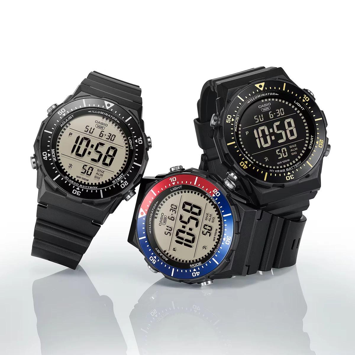 Casio AE-1700 with a diving-style rotating bezel and large digital ...