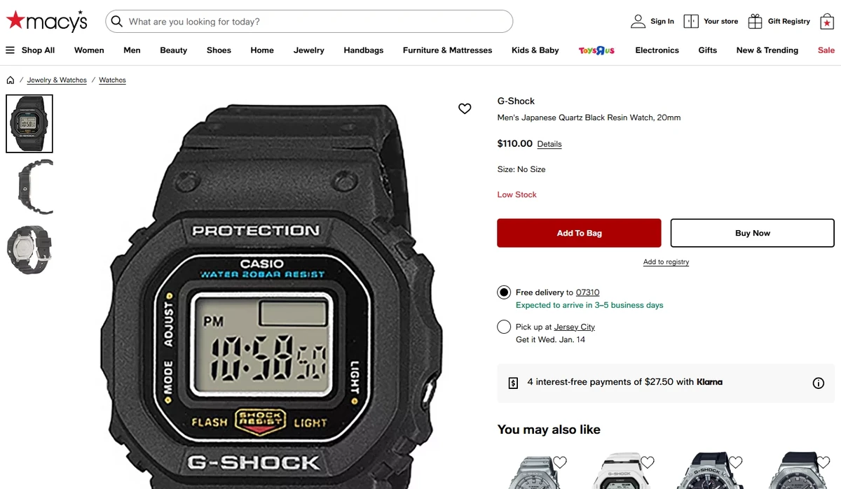 Macys.com is selling the G-Shock DWN5600-1 and DWN5600-4 Nano watches ...